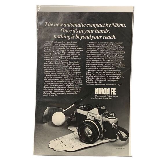 Nikon | Art | Vintage 978 Nikon Fe New Automatic Compactad Advertisment ...